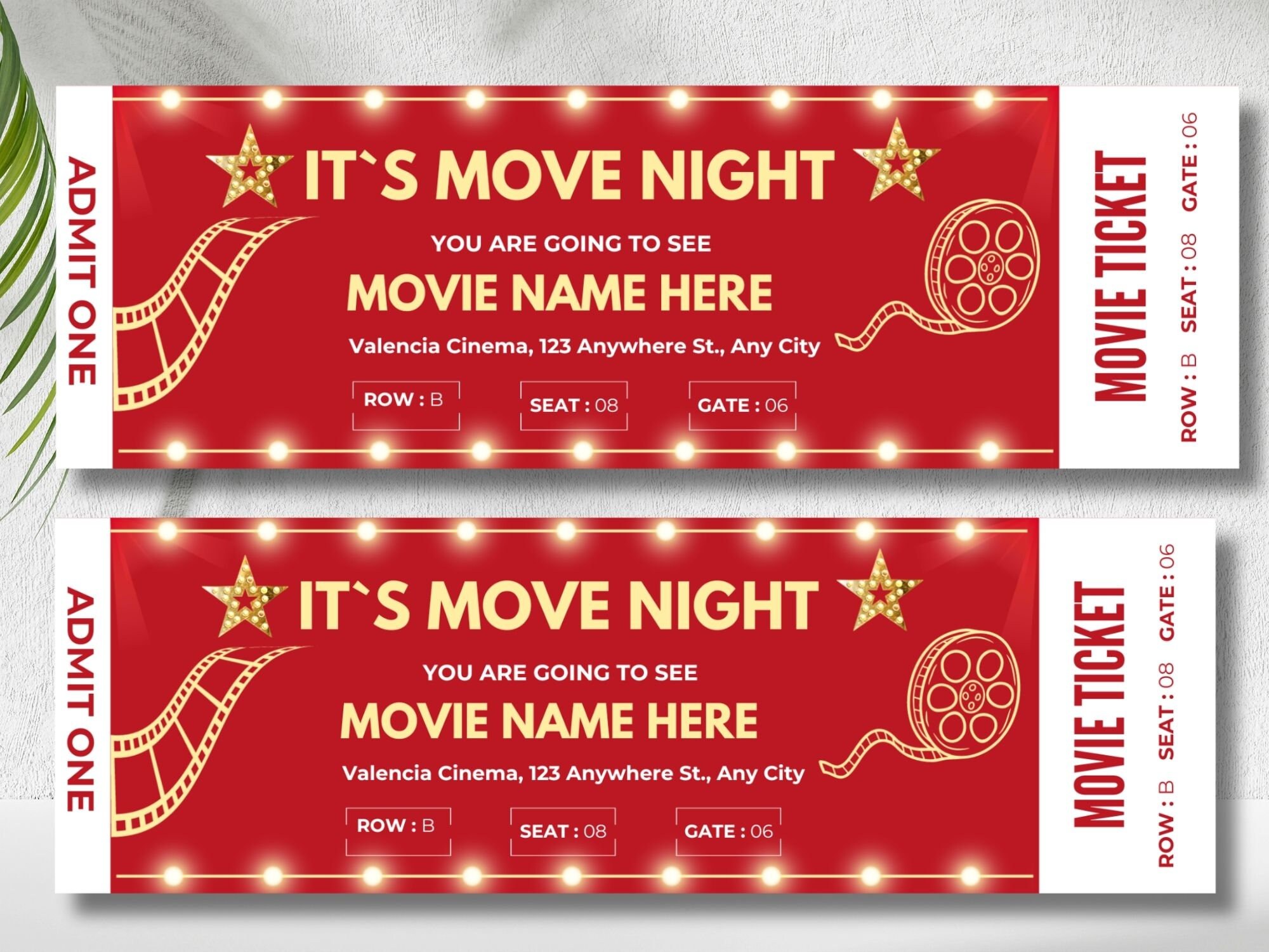 Movie Night Ticket,movie Ticket,movie Invitation,surprise Movie Night ...