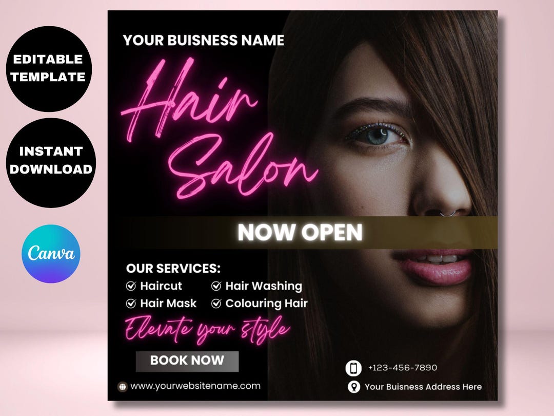 Now Open Hair Salon Flyer, Book Now Hair and Nail Salon Flyer ...