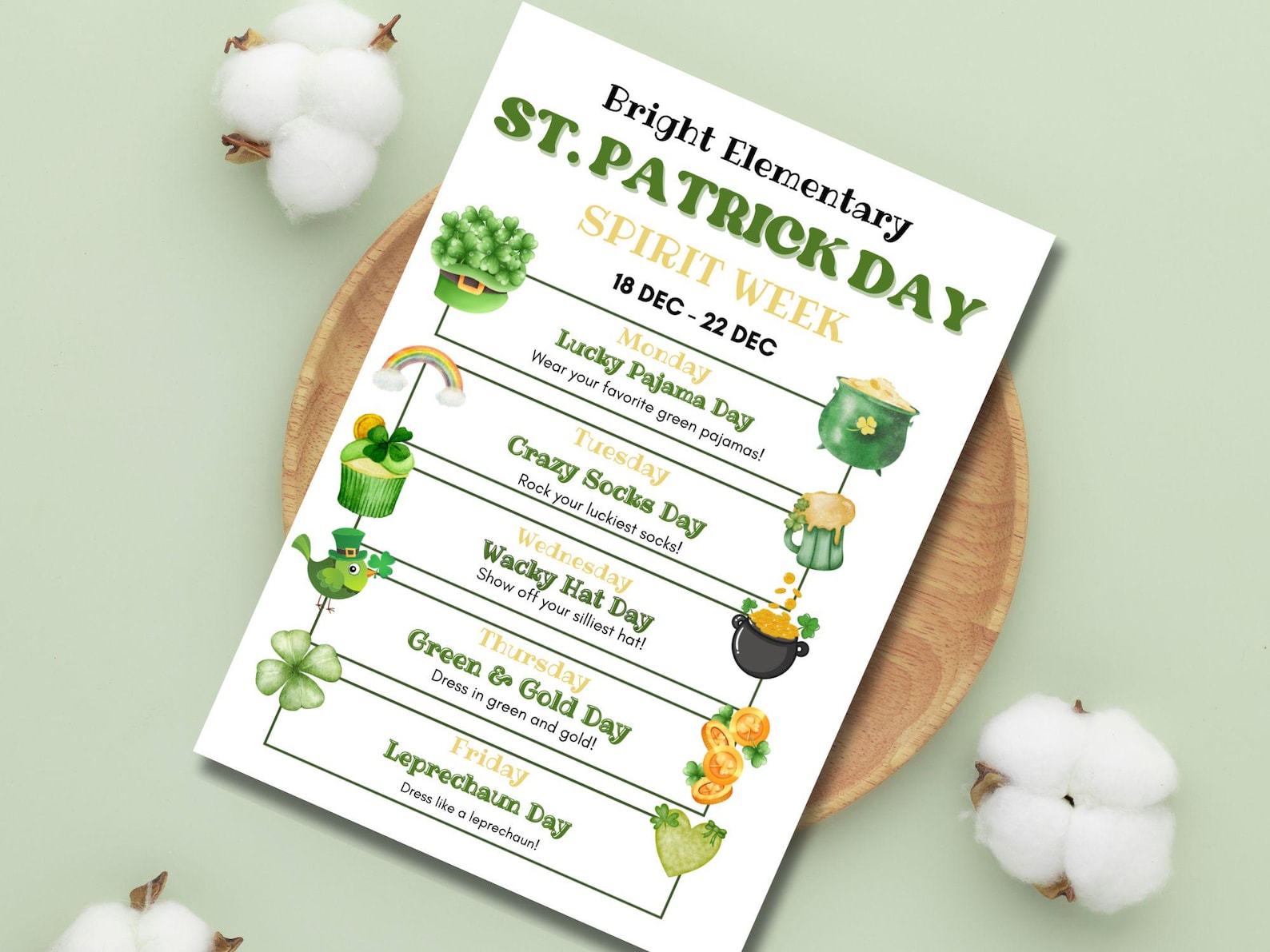 St. Patrick’s Spirit Week Flyer, March PTO Schedule, St. Patty’s PTA ...