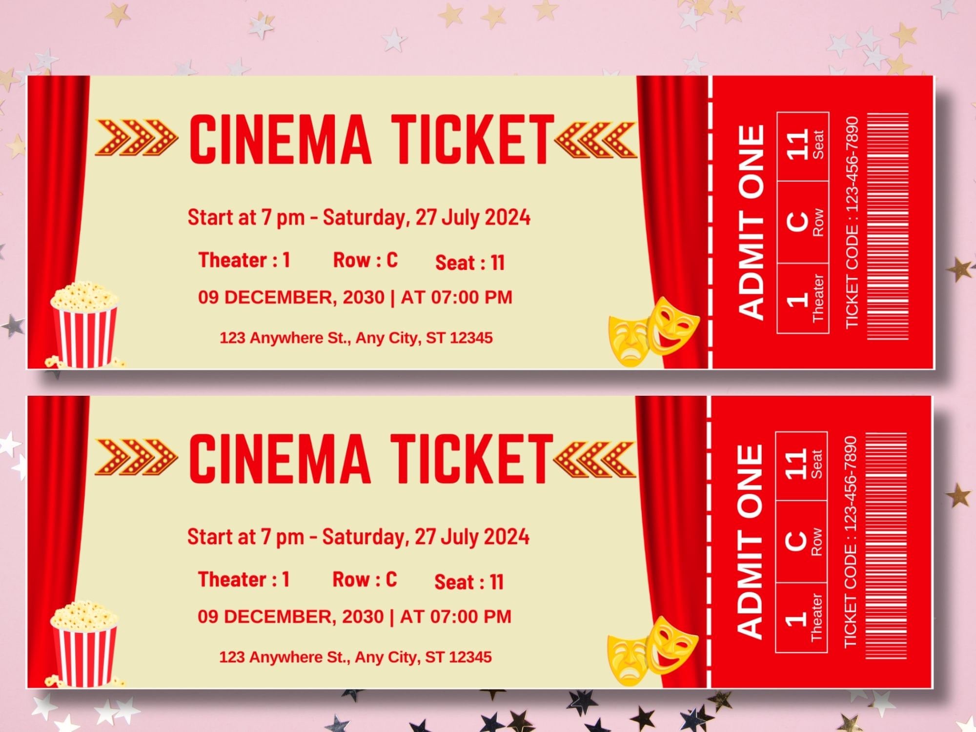 Editable Movie Night Ticket Template: Surprise Gift (digital Download ...