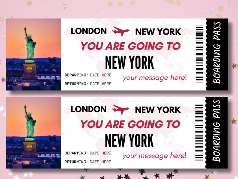 Printable Boarding Pass Airline Ticket Gift Surprise Trip Reveal ...