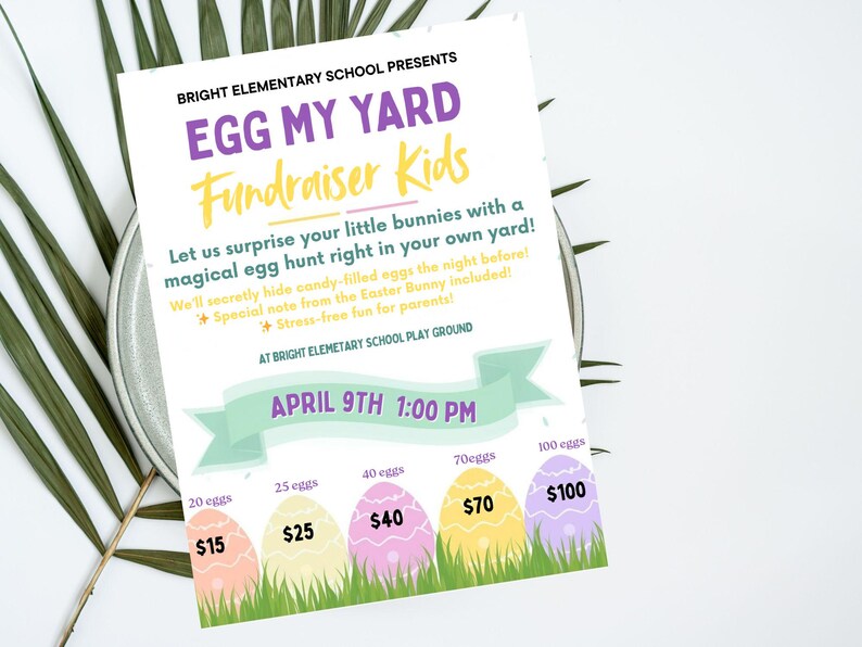 Egg My Yard Fundraiser Template, Editable PTO Easter Egg Hunt Flyer ...