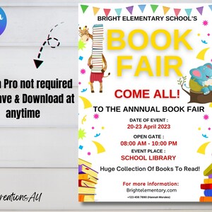 EDITABLE Book Fair Flyer Printable School Fundraiser Invitation ...