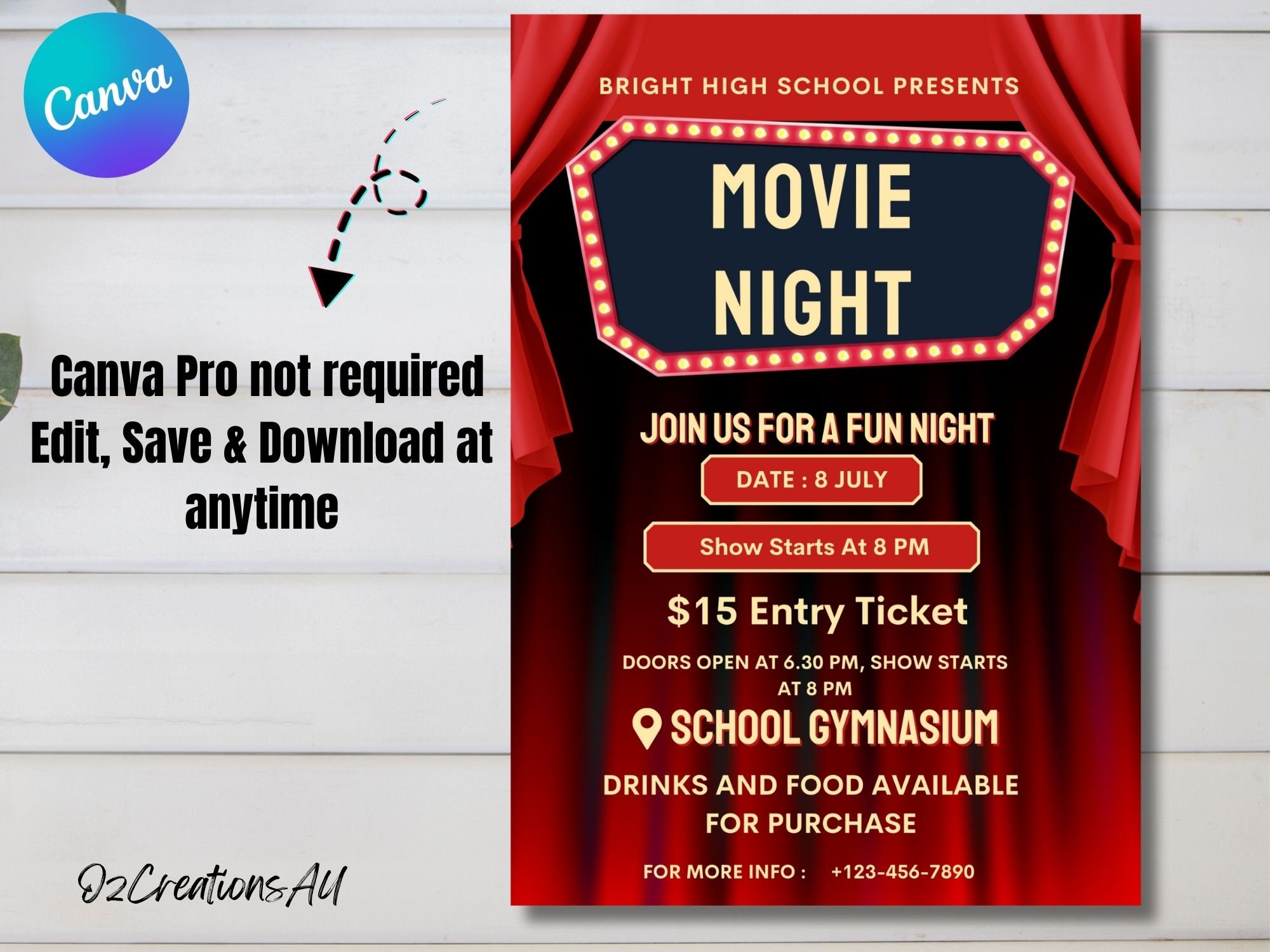 Editable Family Movie Night Flyer, School Church Benefit Fundraiser ...