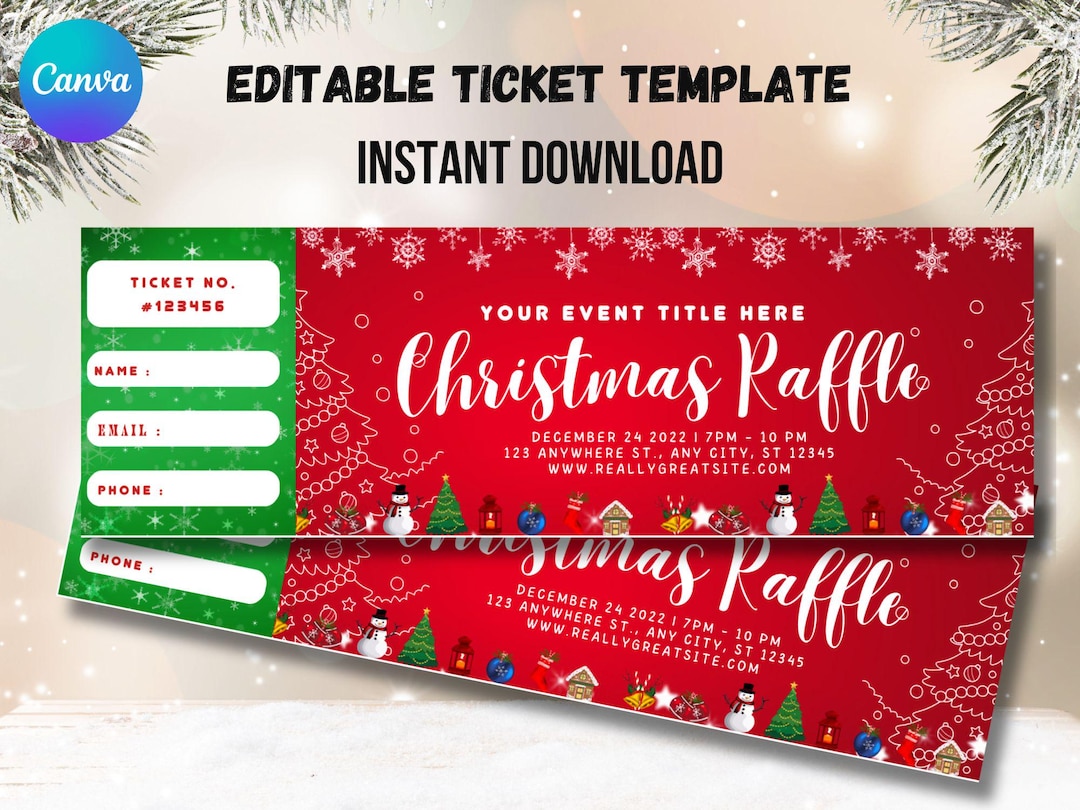 Christmas Ticket Template | Gift Voucher | Santa Gift | Editable ...
