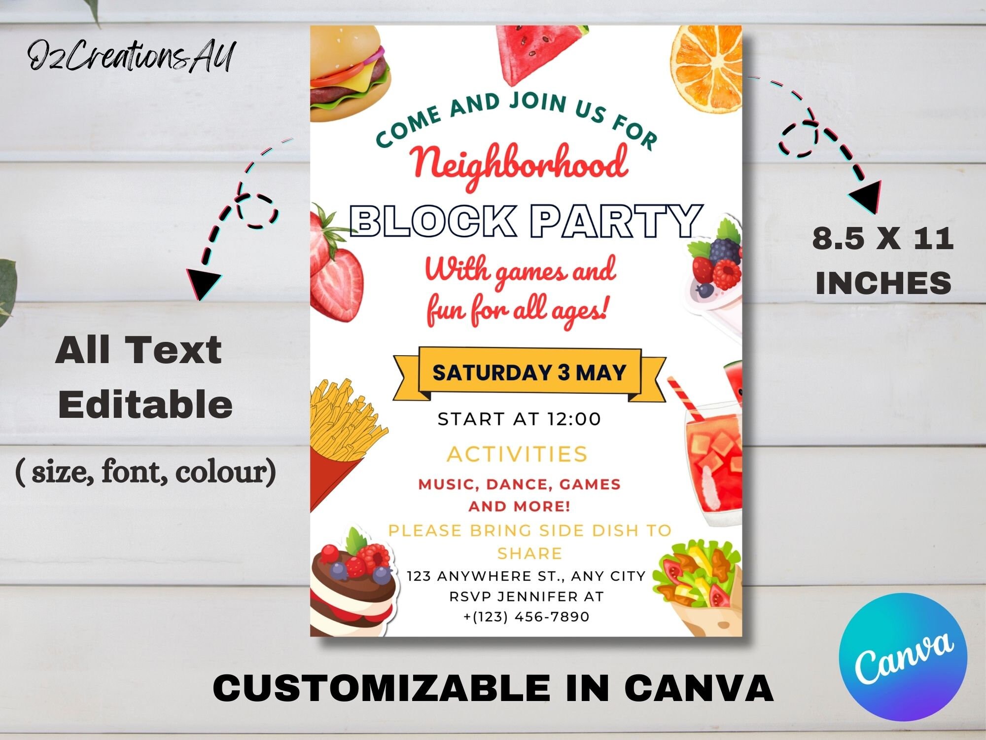 Editable Neighborhood Block Party BBQ Invitation, Neighborhood Block ...