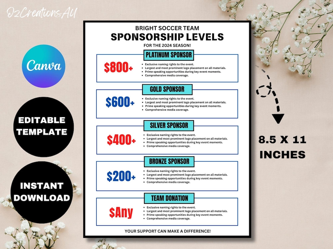 Editable Club Sponsorship Flyer Template (digital Download) - Etsy