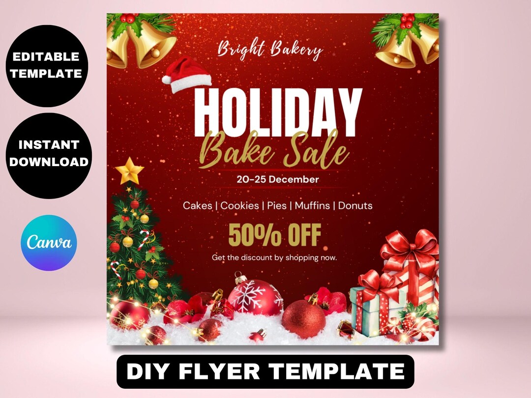 Christmas Bake Sale Flyer, Bakery Flyer, Sweet Treats Flyer, Christmas ...