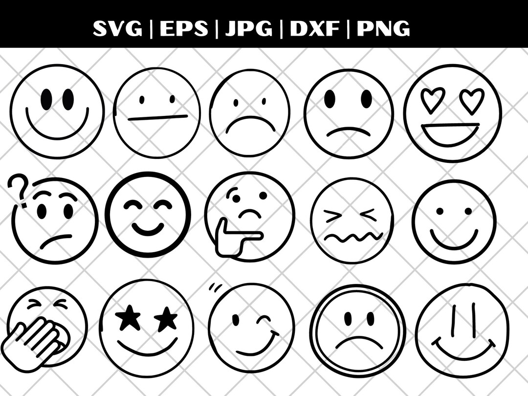 Emoji SVG Bundle Cricut Cut Files, Smiley Faces Crying Laughing Emoji ...