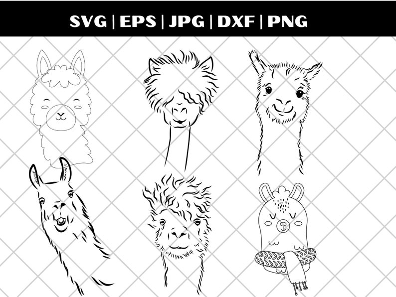 Llama SVG Bundle, Llama Face SVG, Cute Llama Svg, Alpaca Svg, Llama ...