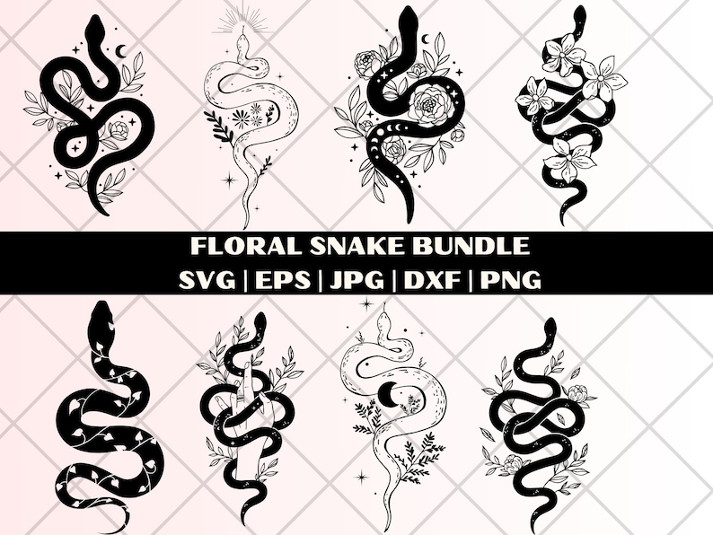 Floral Snake Svg Bundle Celestial Snake Svg Snake With - Etsy