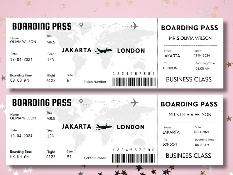 Editable Boarding Pass Template: Customizable Plane Ticket (canva ...