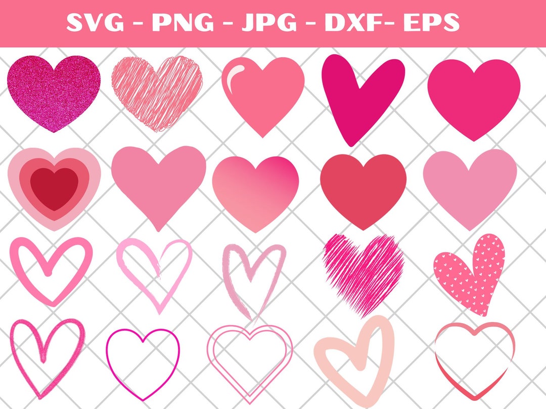 Heart SVG, Valentine's Day Svg, Pink Hearts Bundle, Love Svg, Heart Svg ...