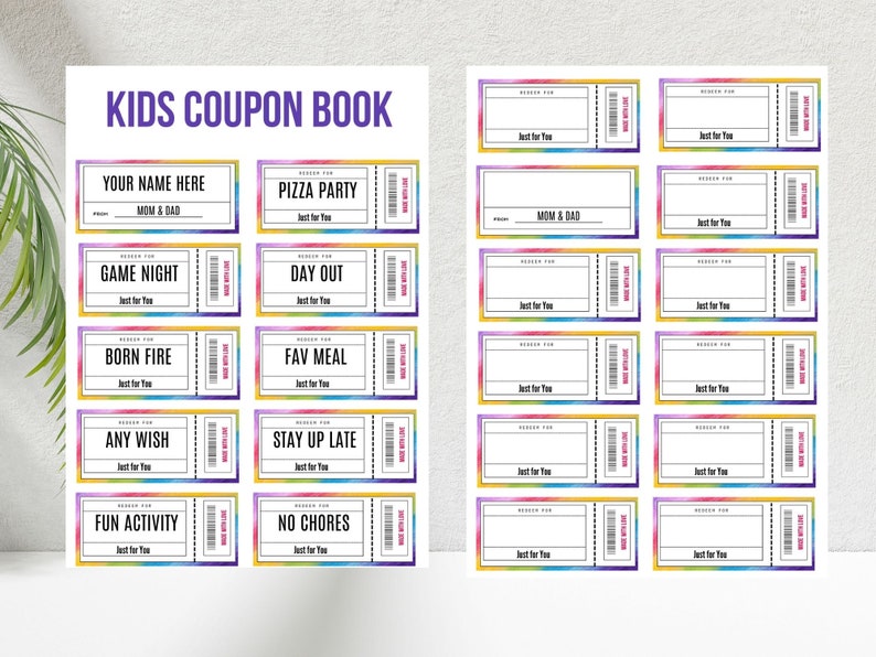Kids Coupon Book, Printable Coupon Book for Kids, Reward Coupons for ...