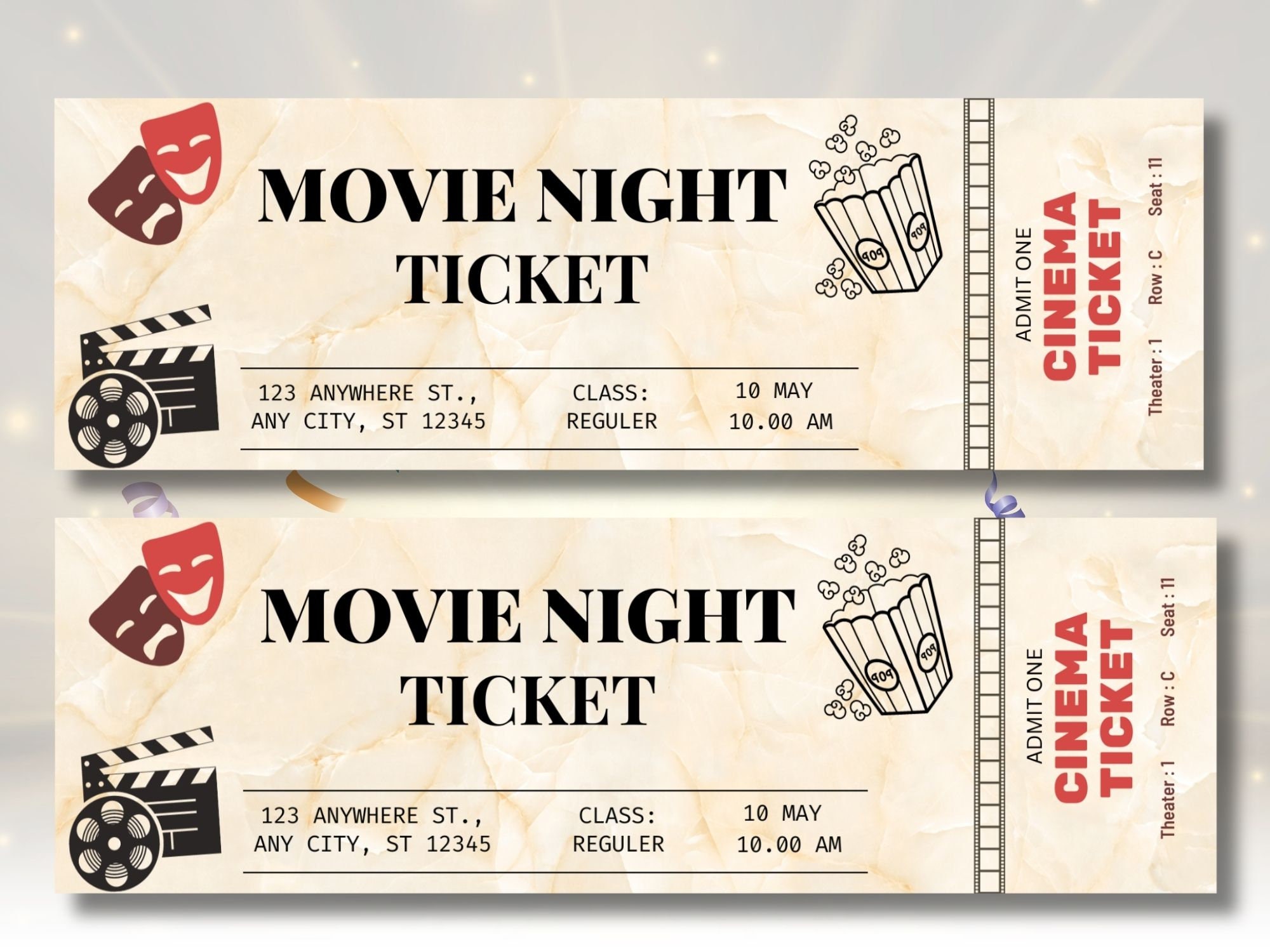 Editable Movie Ticket Birthday Invitation, Movie Party Ticket, Movie ...