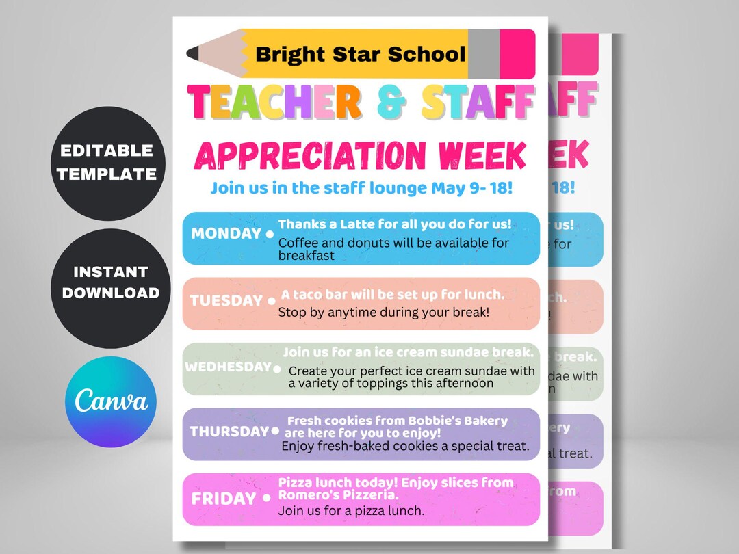 Editable Teacher Appreciation Week Flyer Template, Preschool & School ...