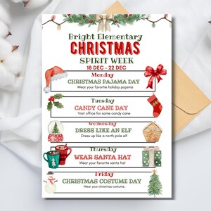 Customizable Holiday School Spirit Week Flyer, PTO Schedule, December ...