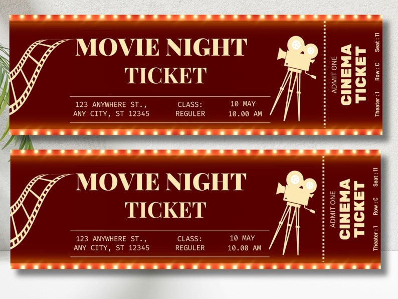 Editable Movie Night Ticket Template (digital Download) - Etsy