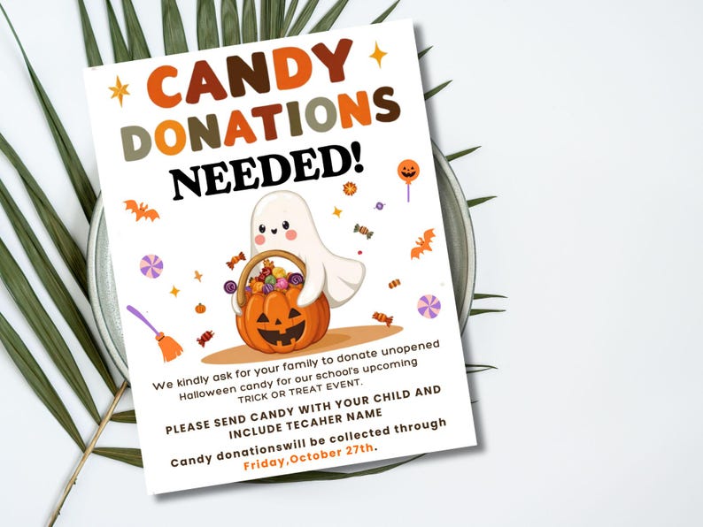 Halloween Candy Donation Flyer Template, Trunk or Treat Fundraiser ...