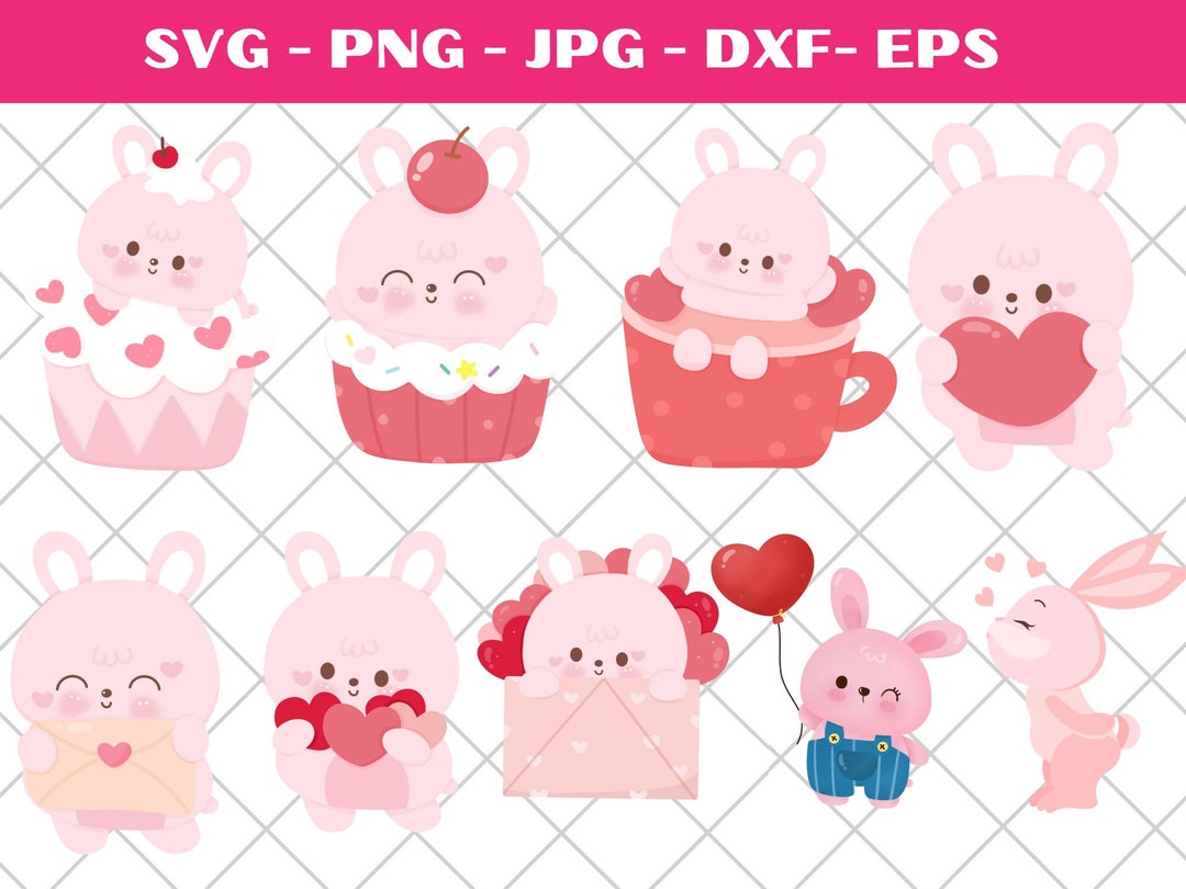Bunny Valentine SVG, Bunny With Heart Svg, Valentine's Day Cut File ...