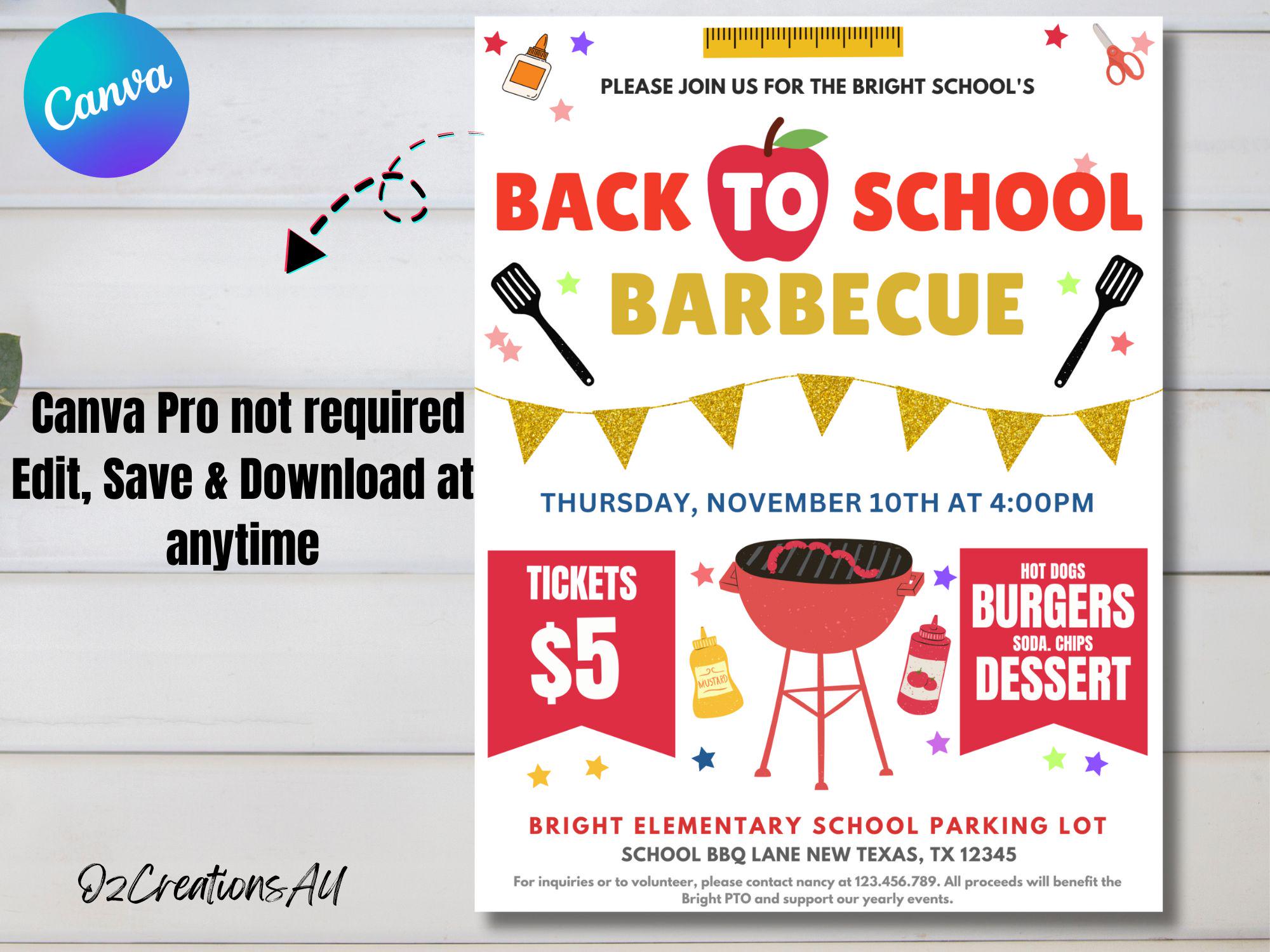 Editable Back to School BBQ Flyer Template, Welcome Back Picnic ...