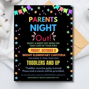 Parents Night Out Flyer: Editable School Event Template (digital) - Etsy