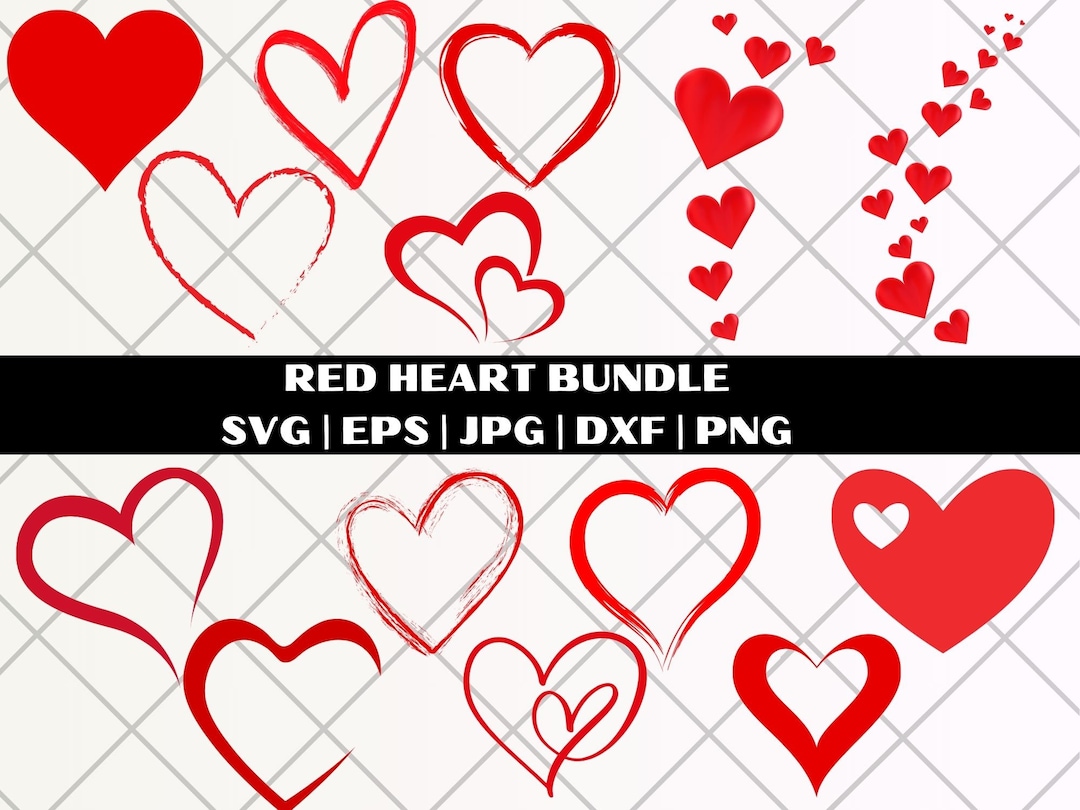 Red Heart SVG, Valentine's Day Svg, Red Hearts Bundle, Love Svg, Heart ...