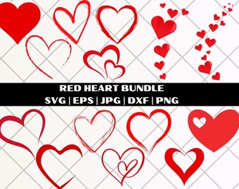 Red Heart SVG, Simple Heart Svg, Valentine's Day Svg, Read Hearts ...