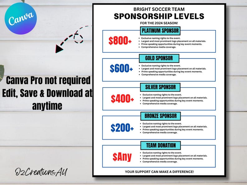 Editable Club Sponsorship Flyer Template (digital Download) - Etsy