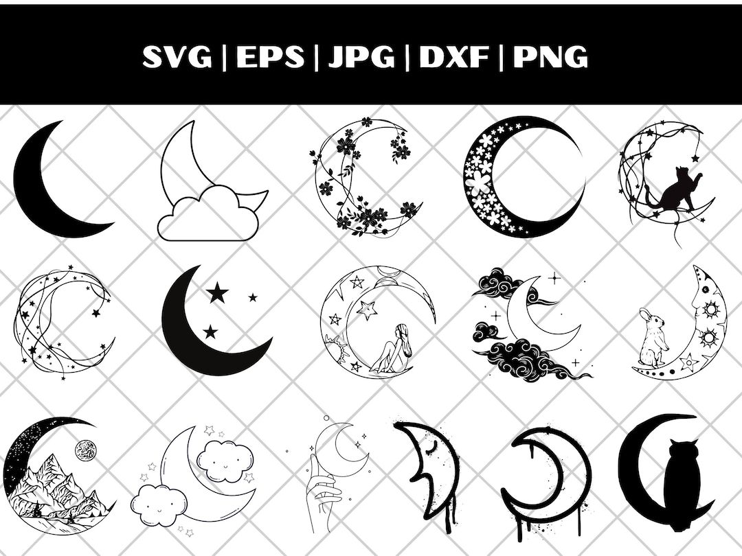 Moon SVG Bundle, Floral Moon Svg, Mystic Celestial Svg, Moon and Stars ...