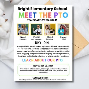 Editable Meet the PTA Flyer, Meet the PTO Form, Meet the Parent Teacher ...