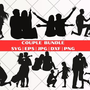 Couple Svg Bundle, Pair Svg, Valantine Svg, Couple Silhouette, Love Svg ...