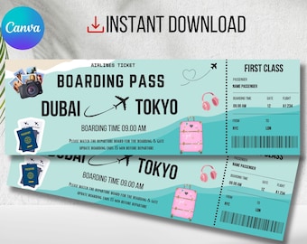 Birthday Airplane Ticket Printable, Surprise Trip Ticket, Boarding Pass ...