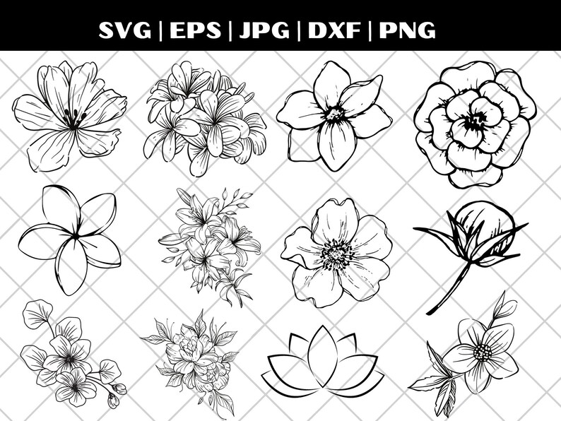 Flower Svg, Flower Bundle Svg, Wildflower Svg, Flowers and Leaves ...