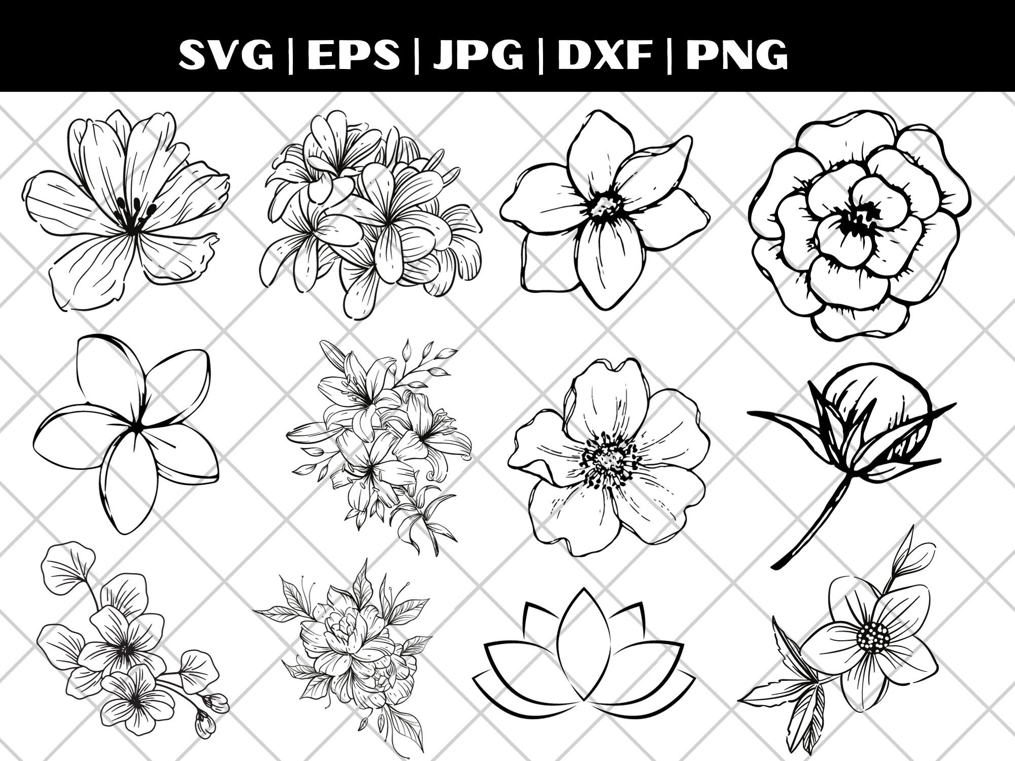 Flower Svg, Flower Bundle Svg, Wildflower Svg, Flowers and Leaves ...