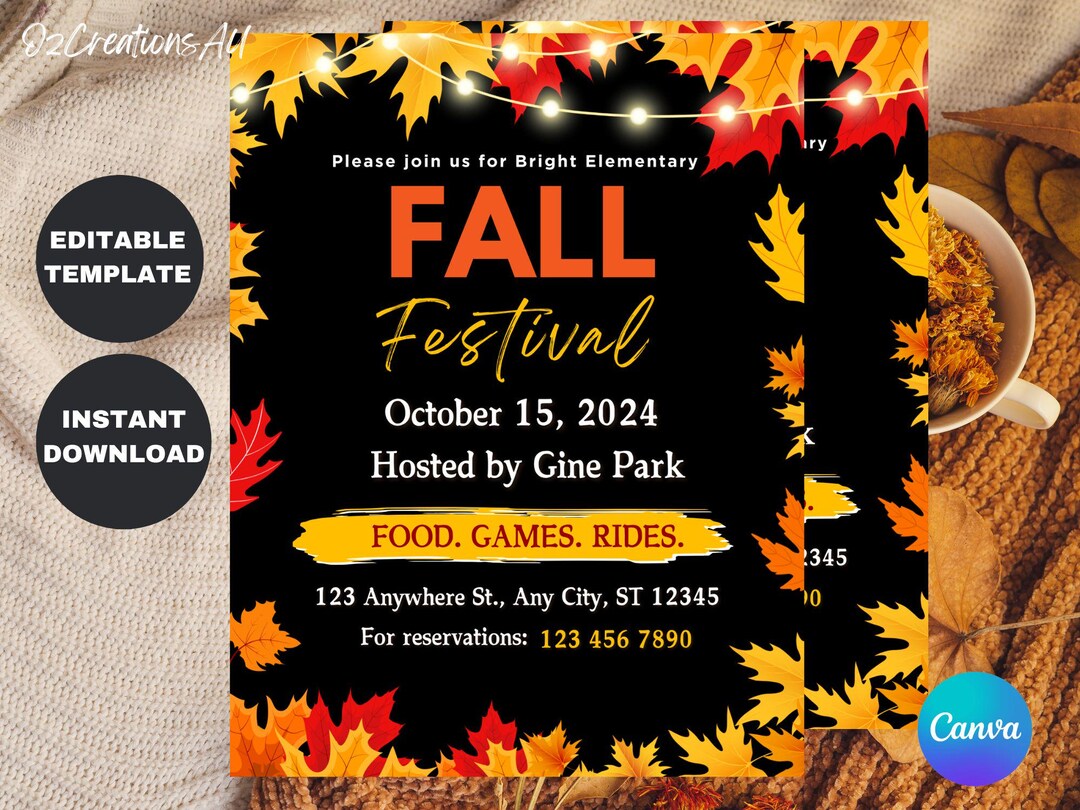Fall Festival Flyer, DIY Flyer Template Design, Harvest Festival Invite ...