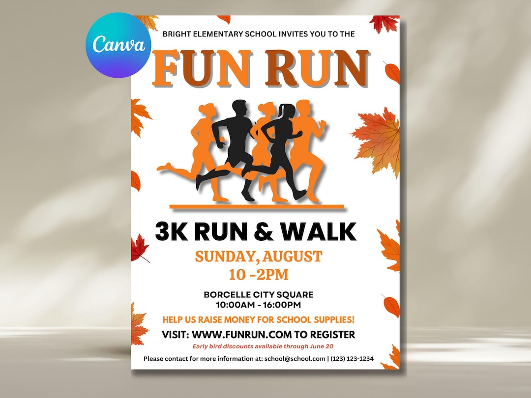 Fall Fun Run Flyer Template: 5K/10K Race, Thanksgiving Fundraiser ...