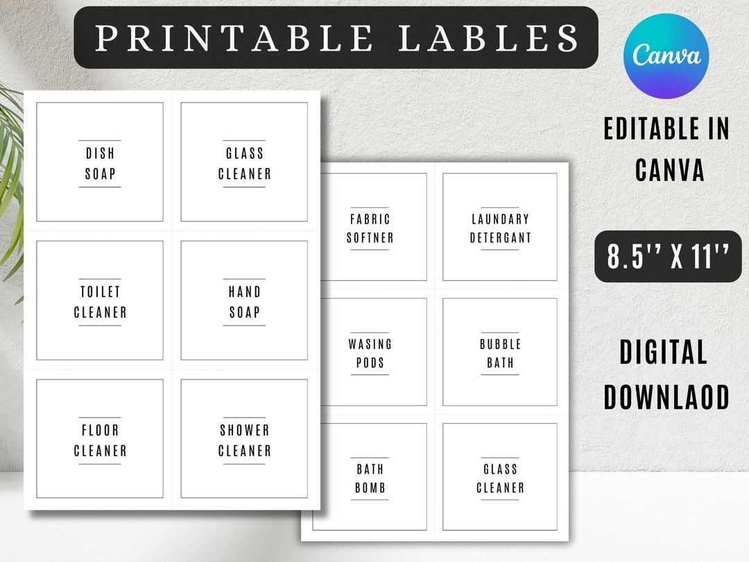 Printable and Editable Home Labels| Edit in Canva| 10 Label Sizes, 10 ...