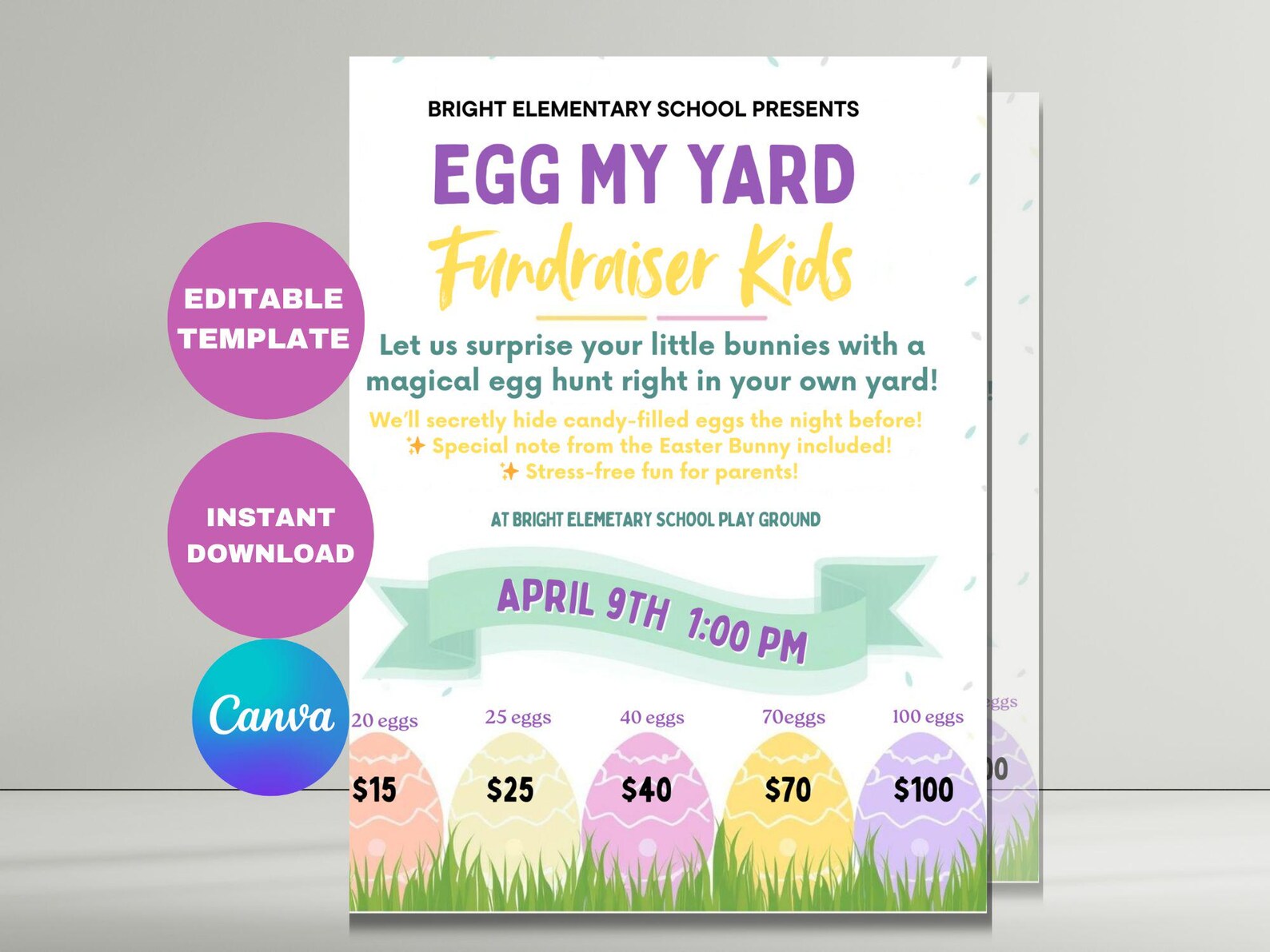 Egg My Yard Fundraiser Template, Editable PTO Easter Egg Hunt Flyer ...