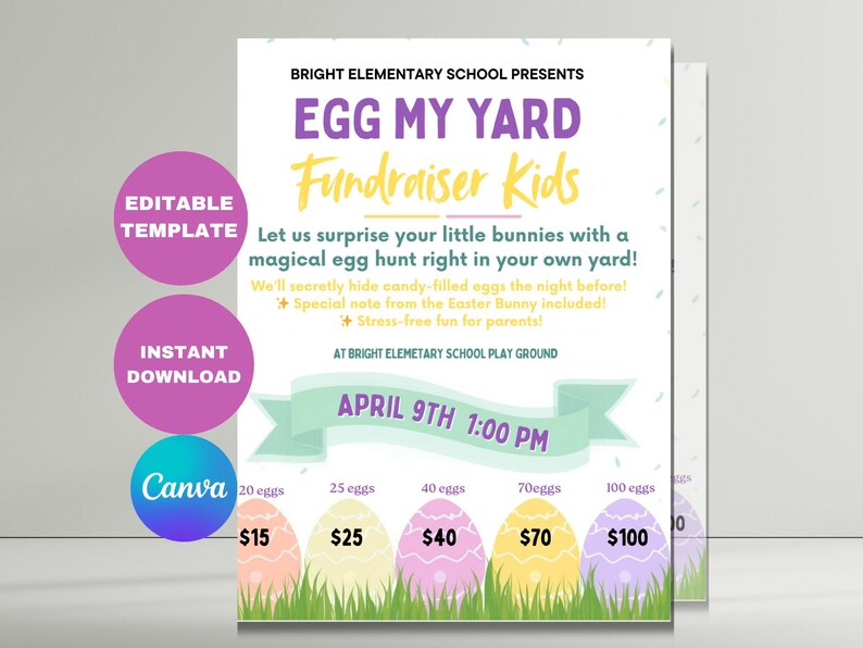 Egg My Yard Fundraiser Template, Editable PTO Easter Egg Hunt Flyer ...