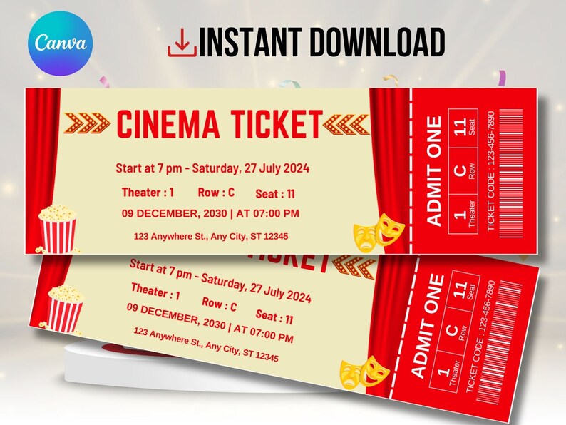 Editable Movie Night Ticket Template: Surprise Gift (digital Download ...