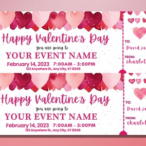 EDITABLE Valentine's Dance Tickets | Printable Ticket for Valentine ...