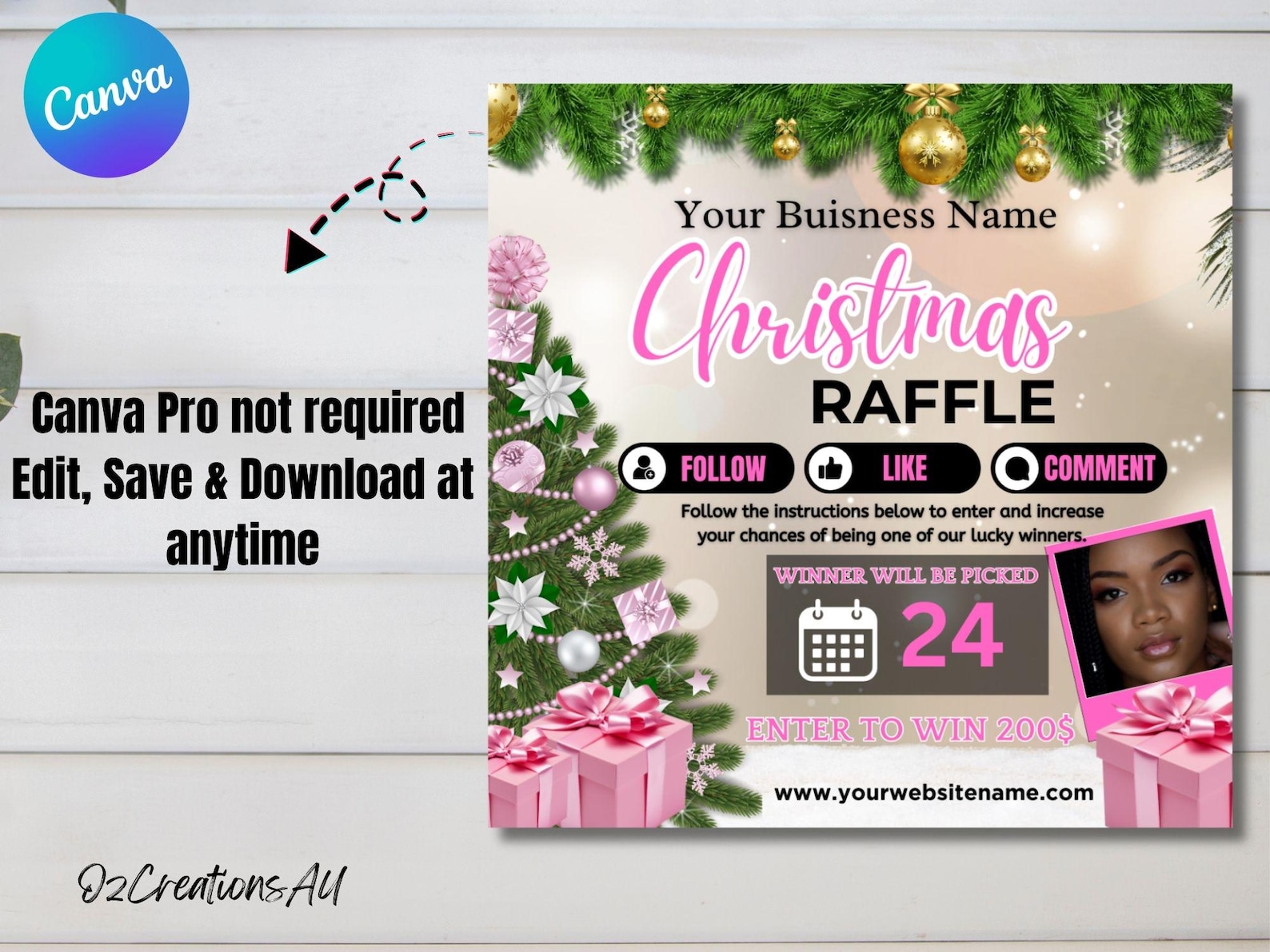 Christmas Raffle Flyer Template: Editable Holiday Giveaway (canva) - Etsy