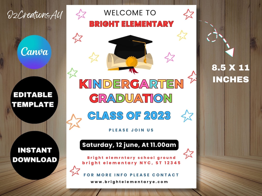 Editable Kindergarten Graduation Invitation Template (digital Download ...