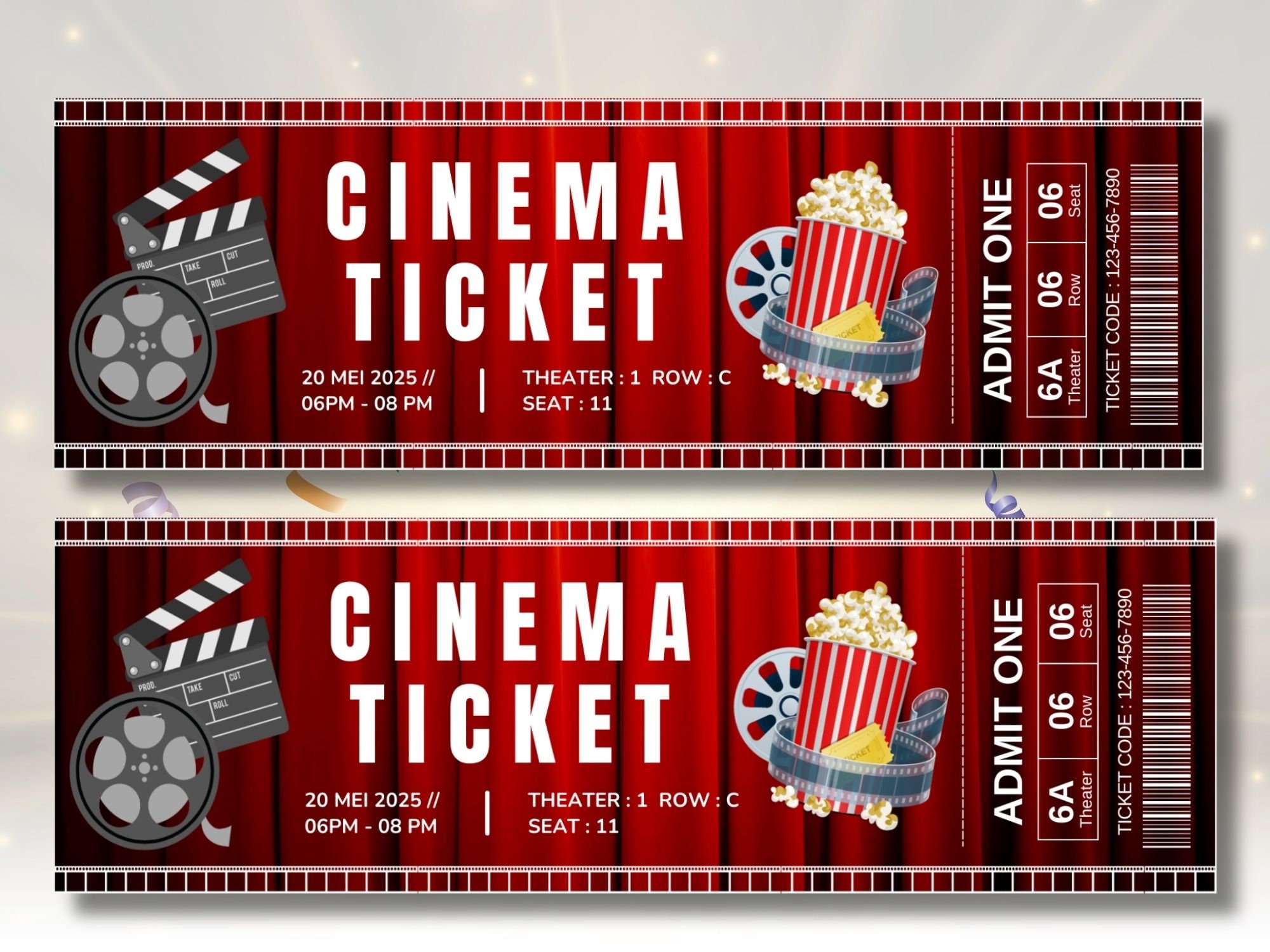 Movie Night Ticket,movie Ticket,movie Invitation,surprise Movie Night ...