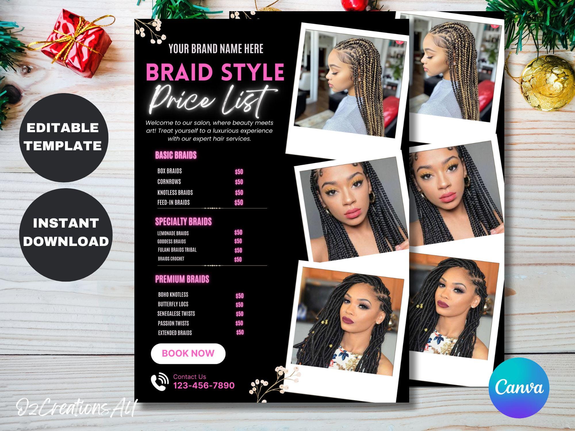 Braids Pricelist, DIY Flyer Template Design, Hair Styles Braiding Price ...