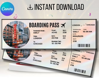 Editable Boarding Pass Template, Canva Boarding Pass, Customizable ...