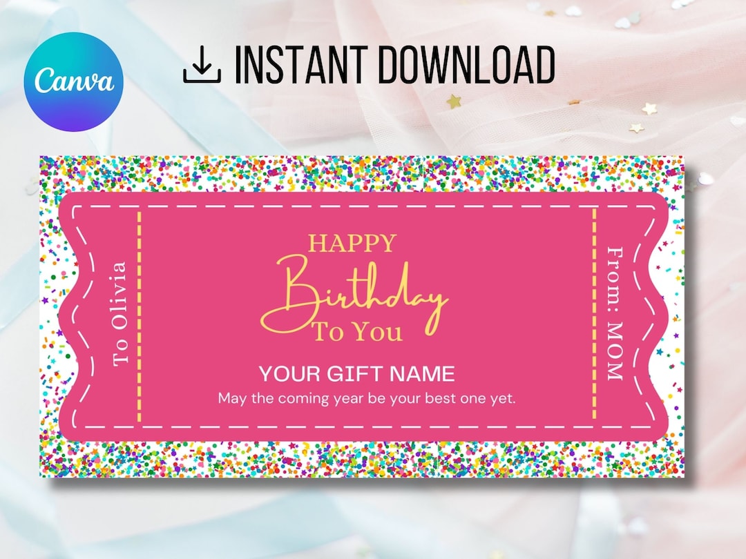Printable Birthday Coupon Template, Birthday Gift Certificate, Editable ...