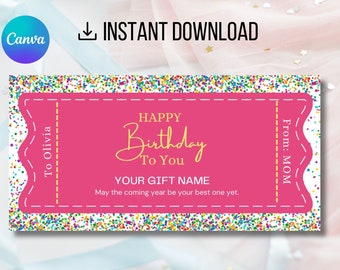 Printable Birthday Coupon Template, Birthday Gift Certificate, Editable Birthday Coupon ...