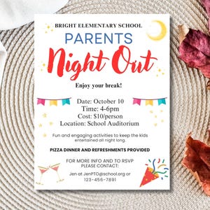 Parents Night Out Flyer Template PTO School Fundraiser PTA Flyer Event ...